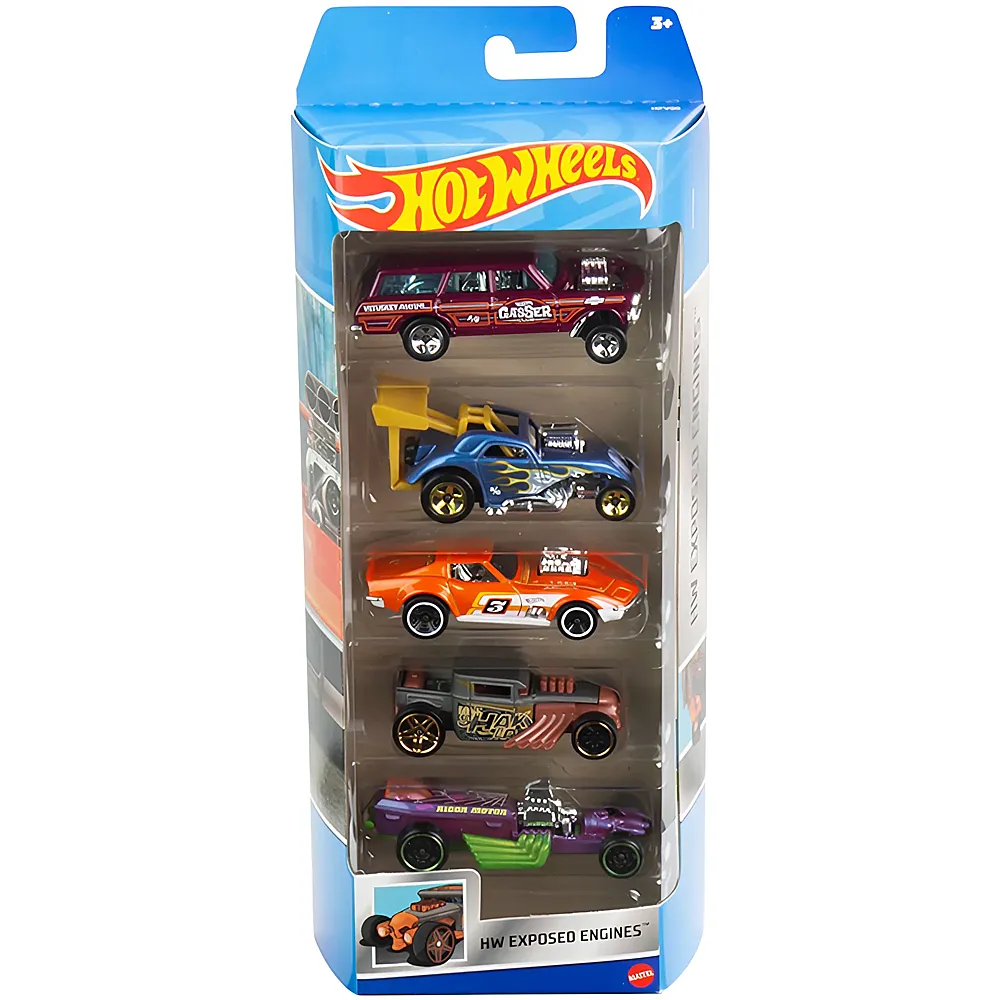 meinspielzeug - Hot Wheels 5er Geschenkset HW Exposed Engines 1:64 | Autos